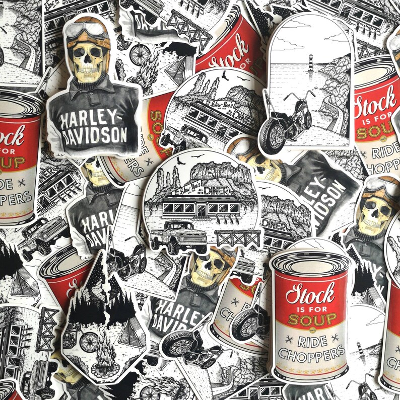 Chopper Motorcycle Sticker Set NEW | Etsy