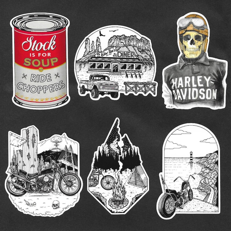 Chopper Motorcycle Sticker Set NEW - Etsy
