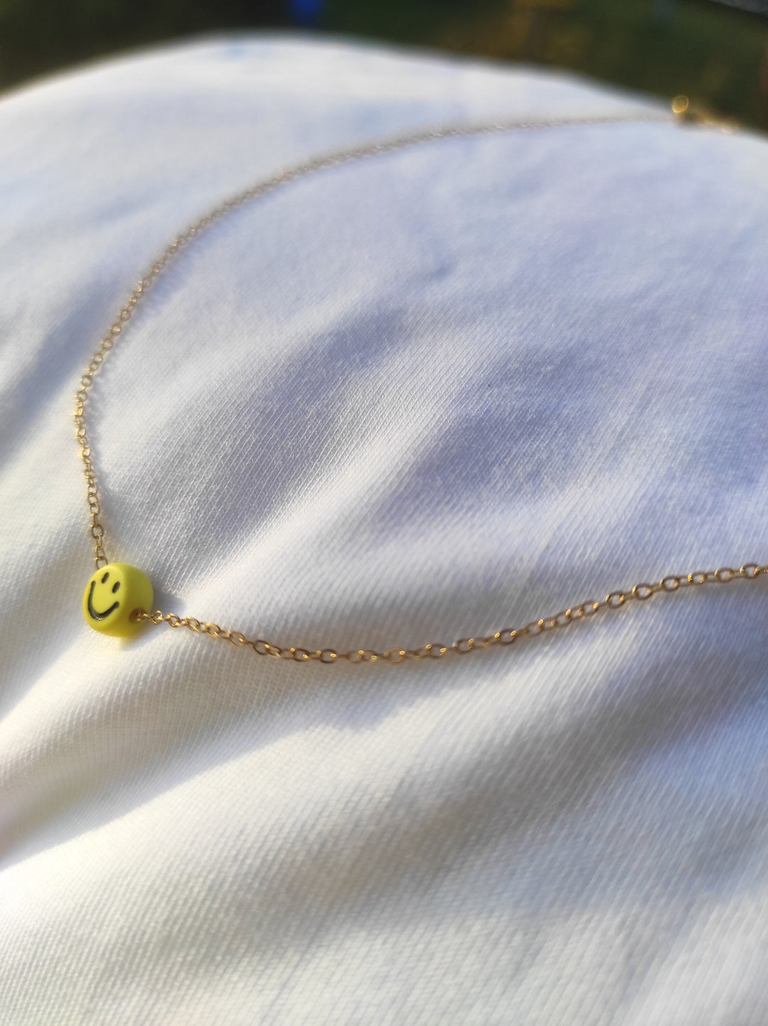 Smiley Necklace Gold Plated Smiling Face Necklace Smiley - Etsy