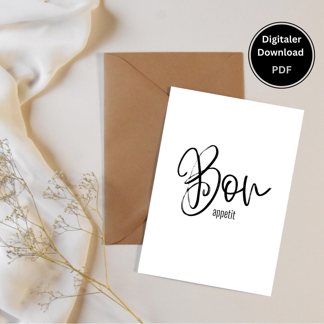 Digital Print File | Bon Appetit | Card | Poster | Printable ...