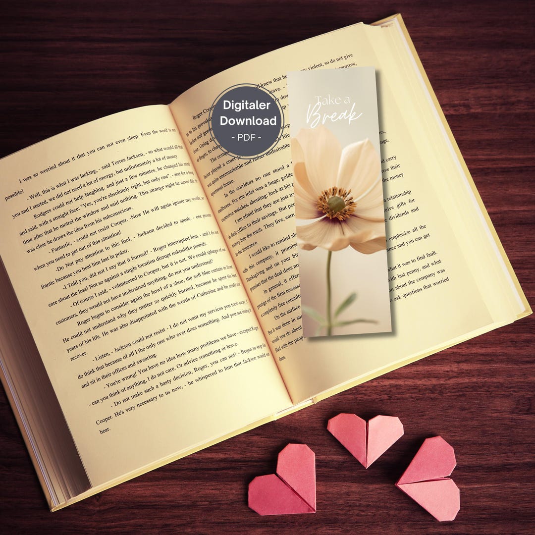Digital Print File | Bookmark | Take a Break - Flower | Floral | Nature ...