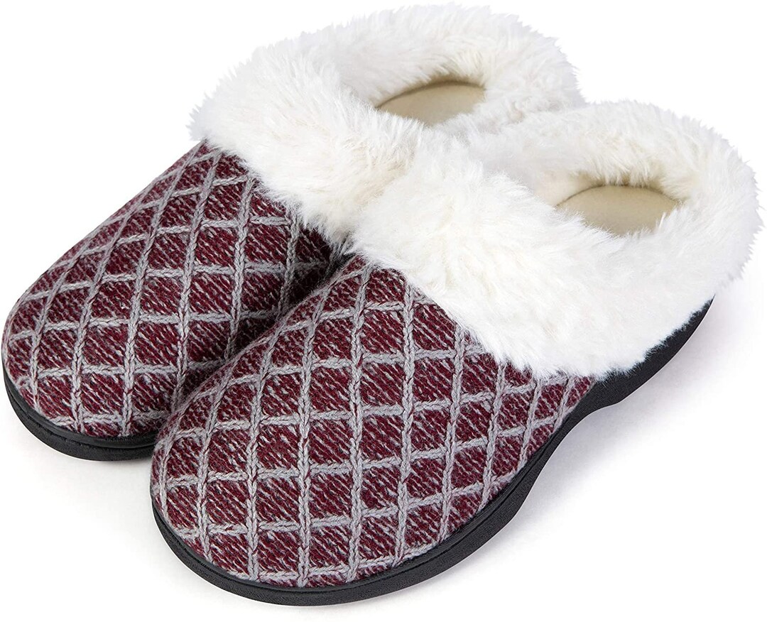 Roxoni Womens Cozy Memory Foam Slippers, Fuzzy Warm Faux Fur, Indoor ...