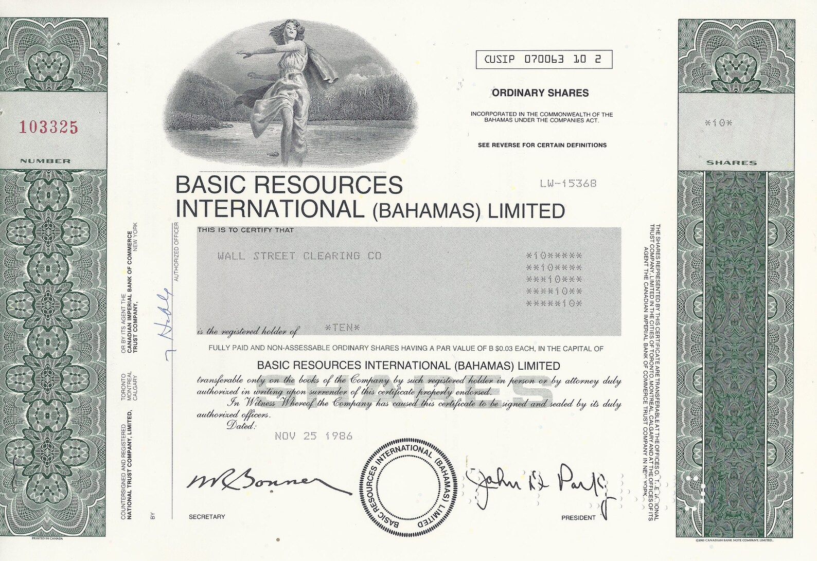 Basic Resources International bahamas Ltd. Stock Certificate - Etsy