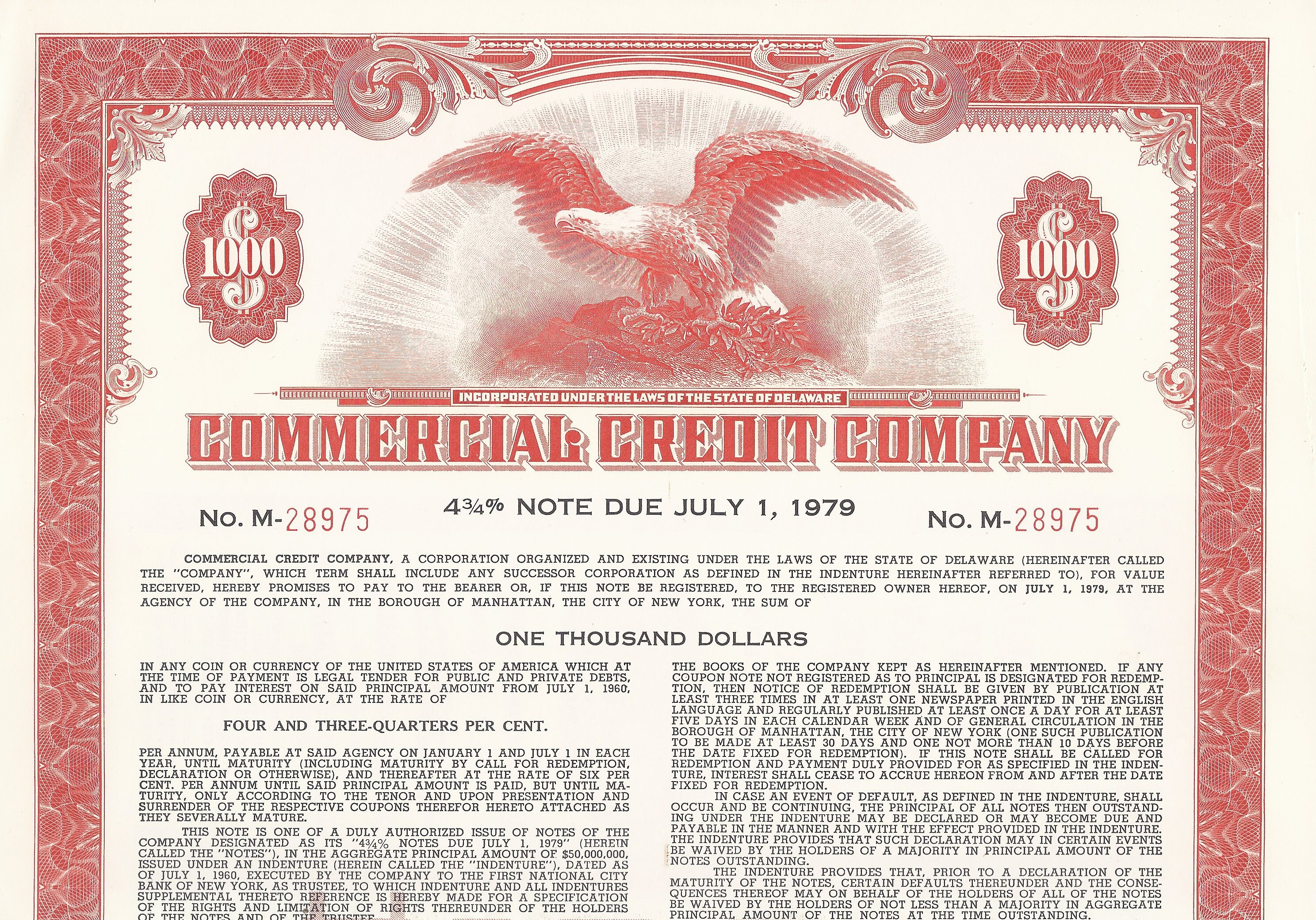 Commercial Credit Co. Bond Certificate - Etsy