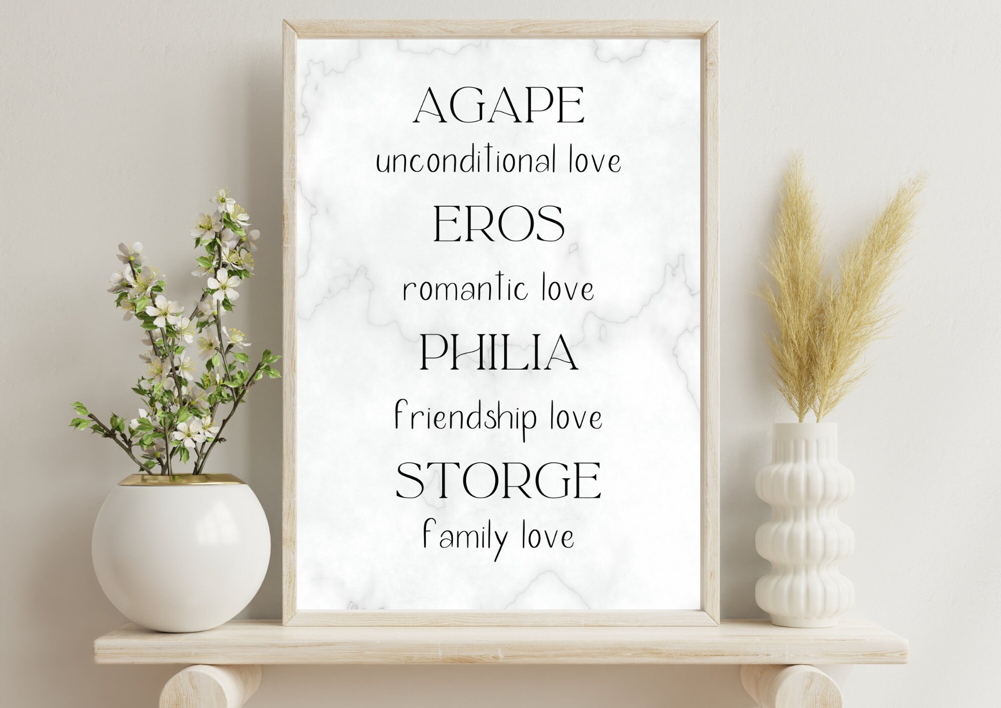 4 Types of Love in Greek | Family Values Print, Wall Art | Unframed - Etsy