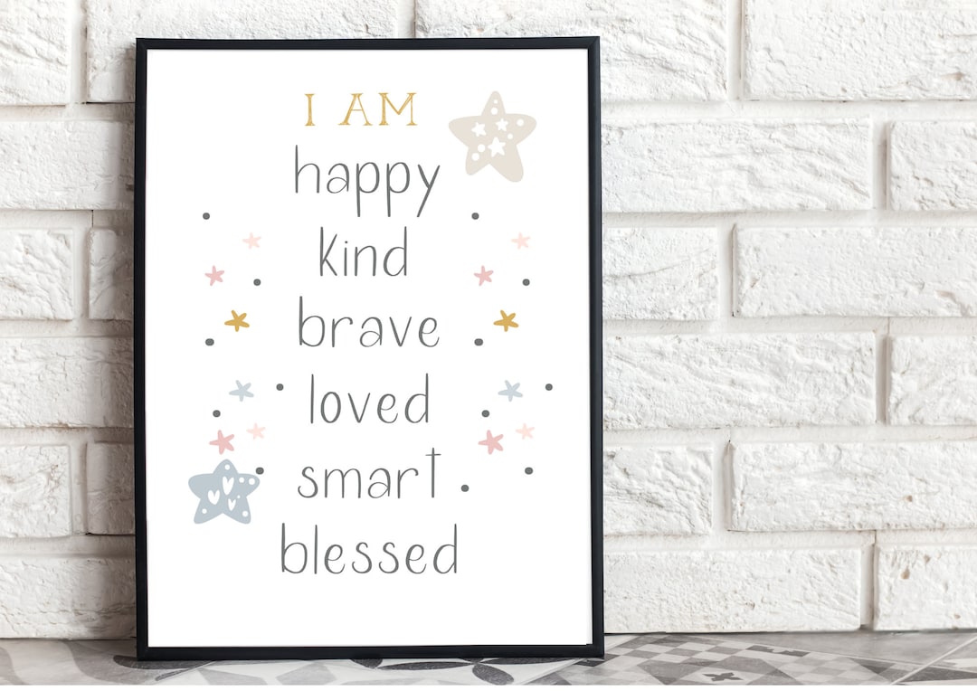 Kids Affirmations Printable Wall Decor Digital Download Christian Word ...