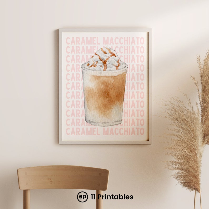 Caramel Macchiato Poster, Caramel Macchiato Wall Art, Iced Caramel ...