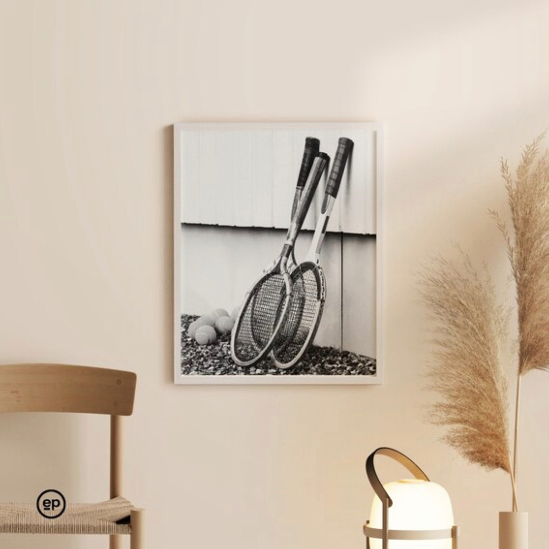 Timeless Vintage Tennis Racket Poster, Tennis Poster, Beverly Hills Art ...