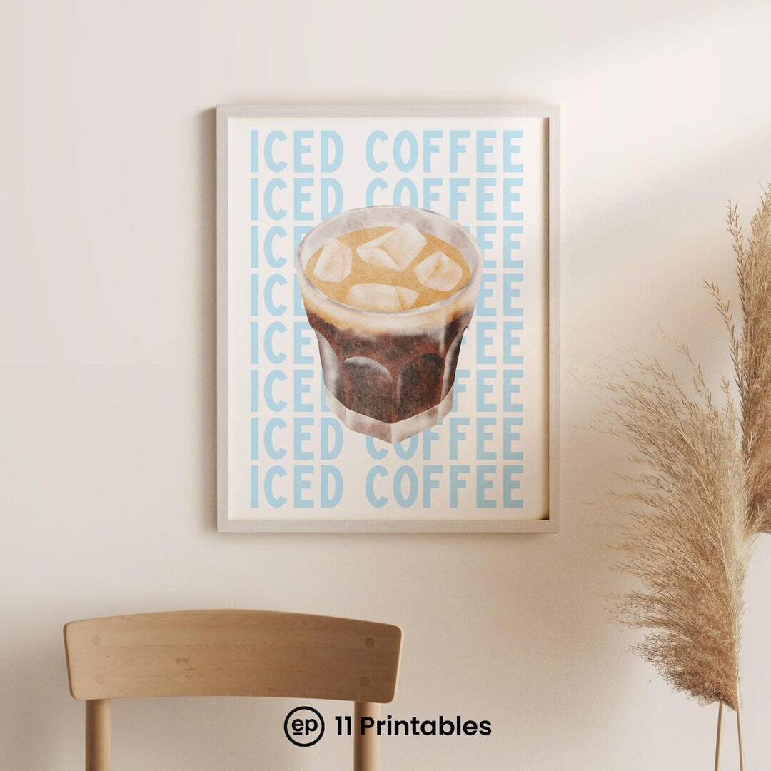 Iced Coffee Art, Ice Coffee Poster, Iced Coffee Poster, Coffee ...