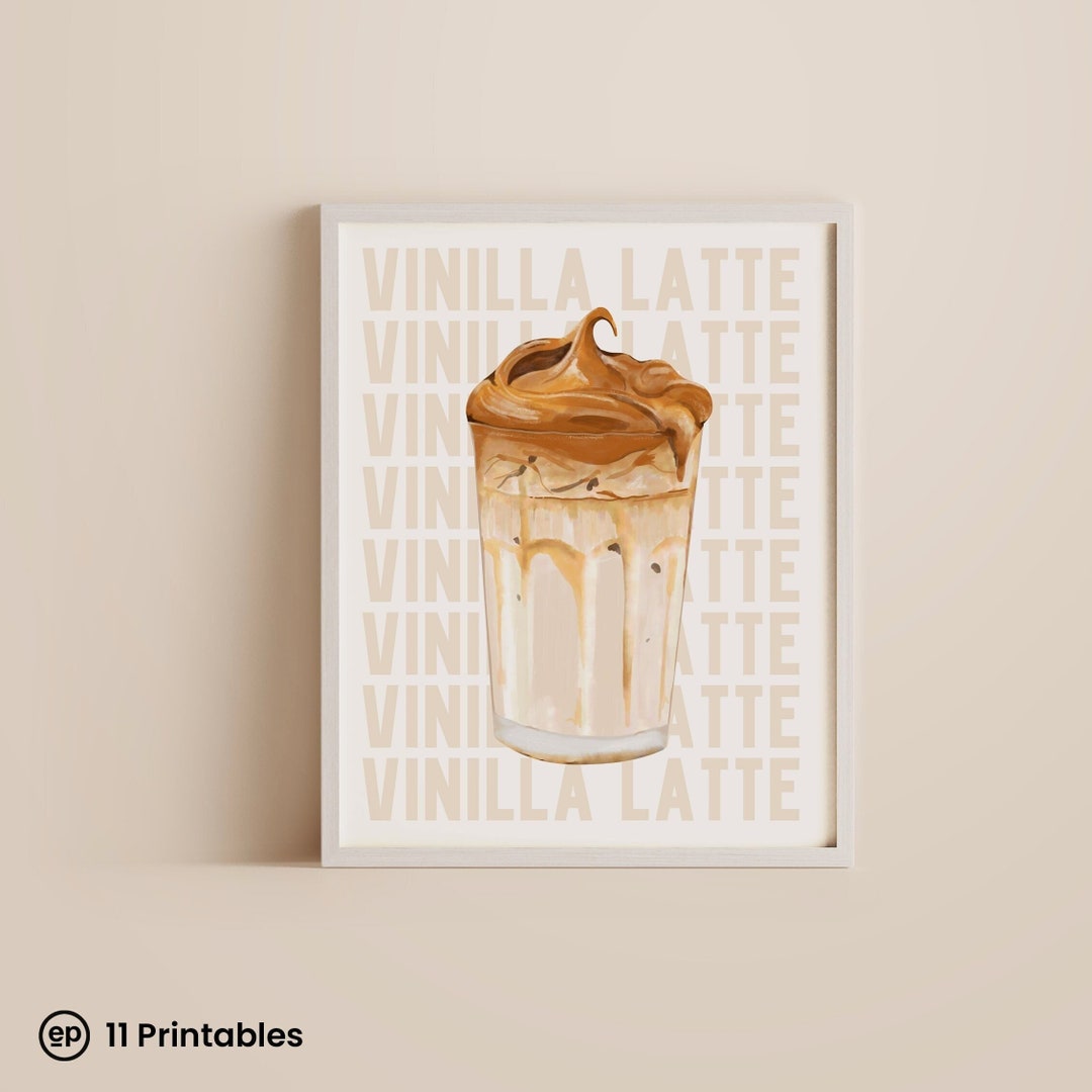 Iced Vanilla Latte, Vanilla Latte Poster, Latte Poster, Latte Print ...