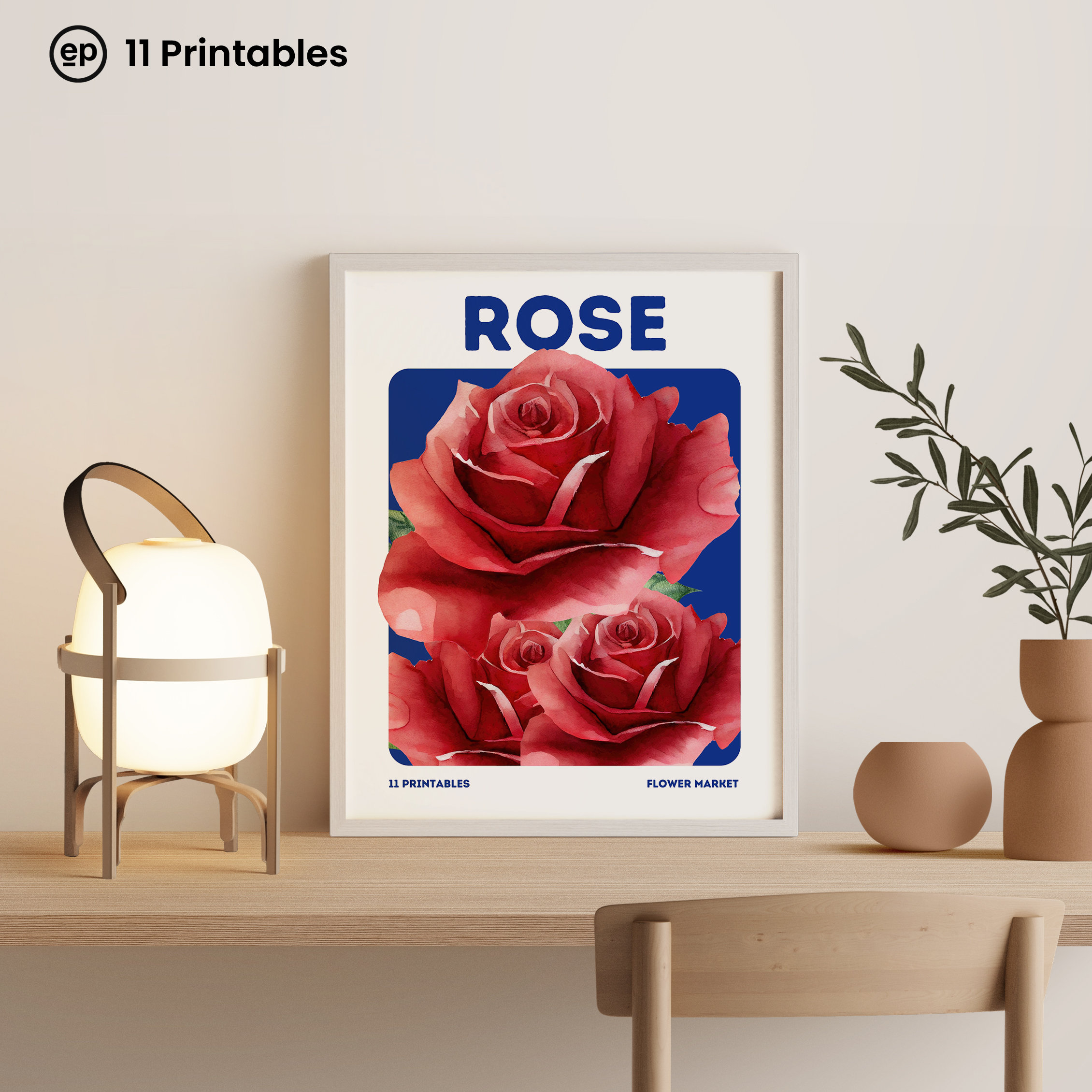 Rose Poster, Red Rose Wall Art, Red Flower Art, Rose Wall Decor ...