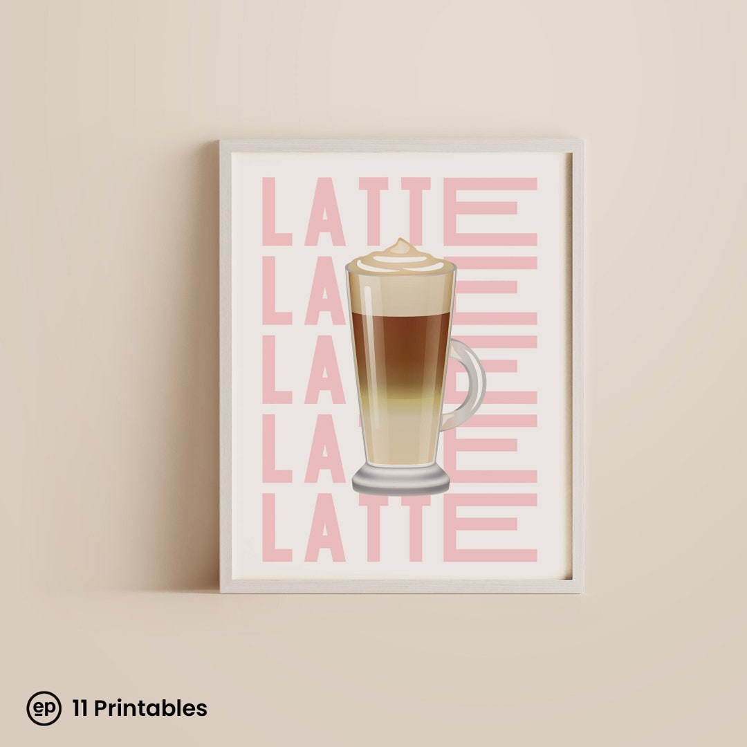 Latte Coffee Print, Latte Poster, Latte Wall Art, Latte Art, Coffee ...