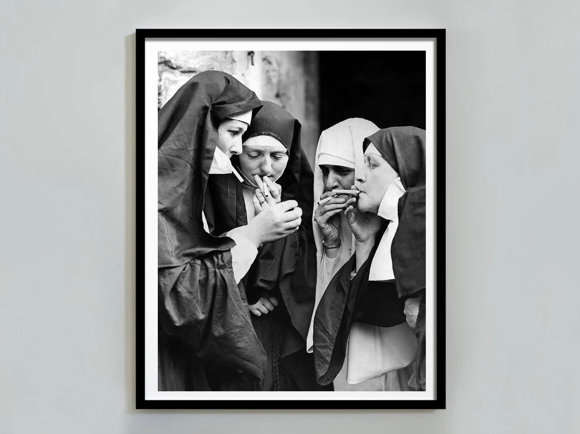 Nuns Smoking Print, Nun Smoking, Vintage Photo Print, Black and White ...
