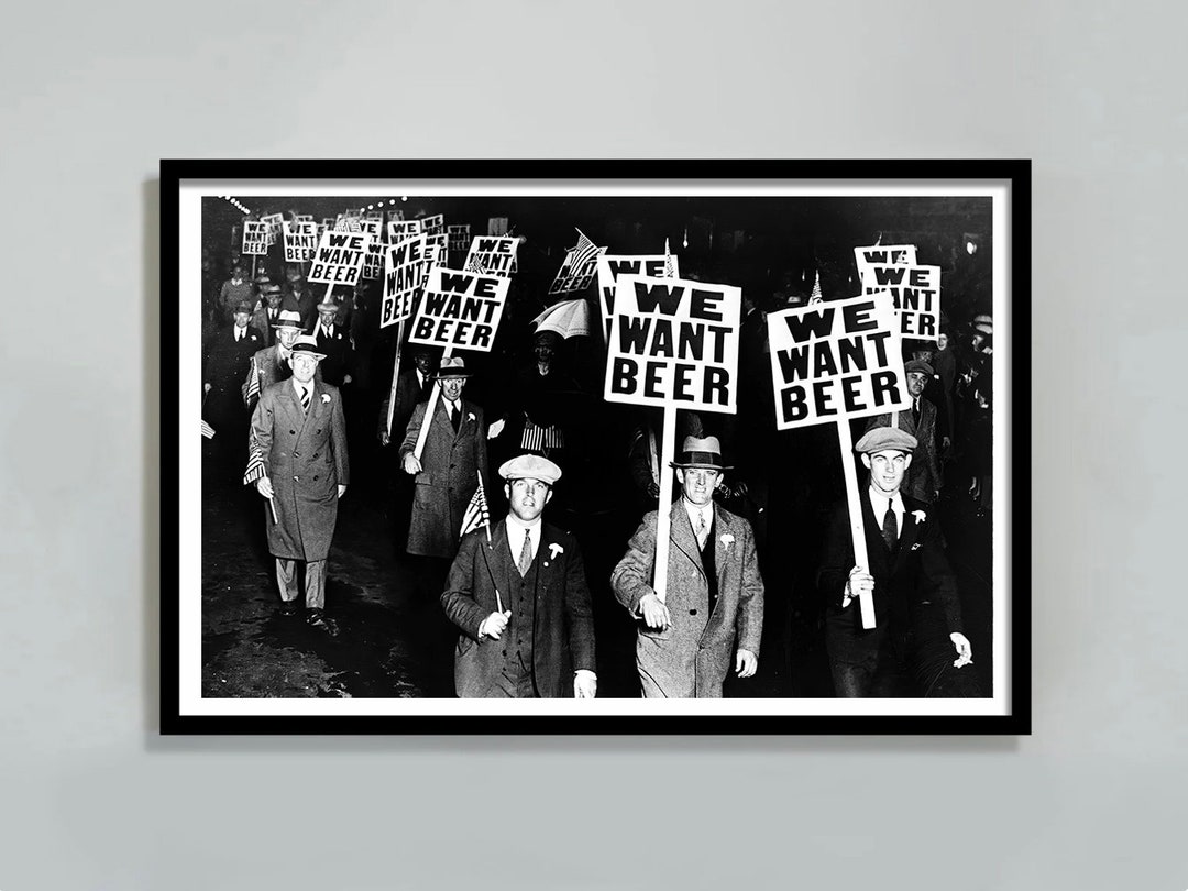 We Want Beer Poster, Bar Poster, Beer Lover, Beer Protest, Prohibition ...