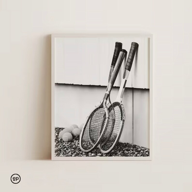 Timeless Vintage Tennis Racket Poster, Tennis Poster, Beverly Hills Art ...