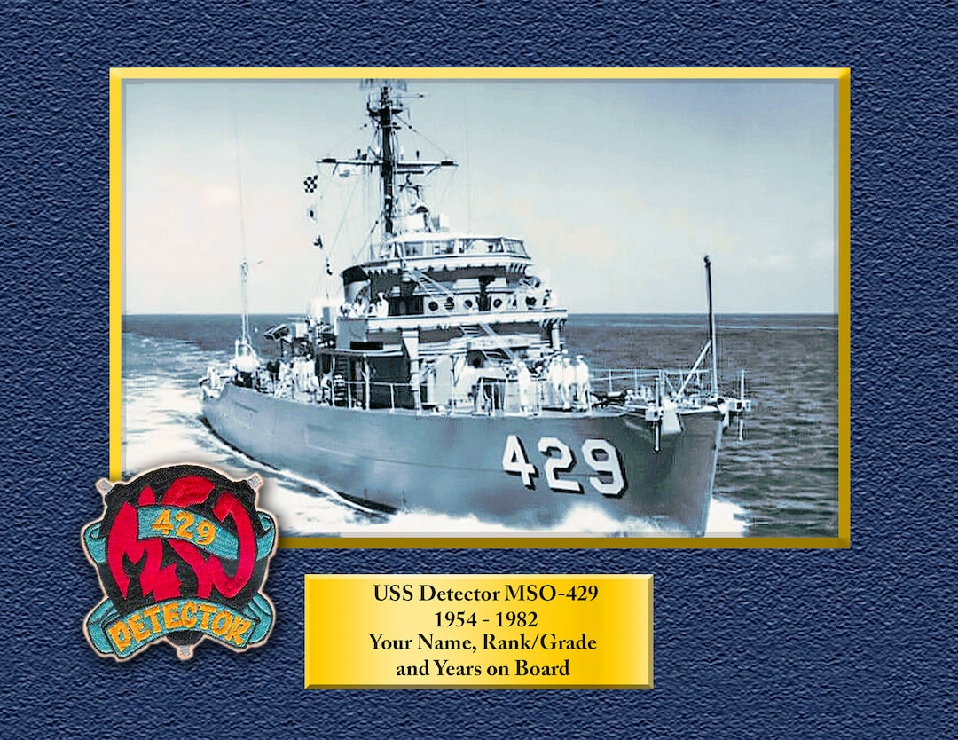 USS Detector MSO-429 Custom Personalized 8.5 X 11 Print of US Navy ...