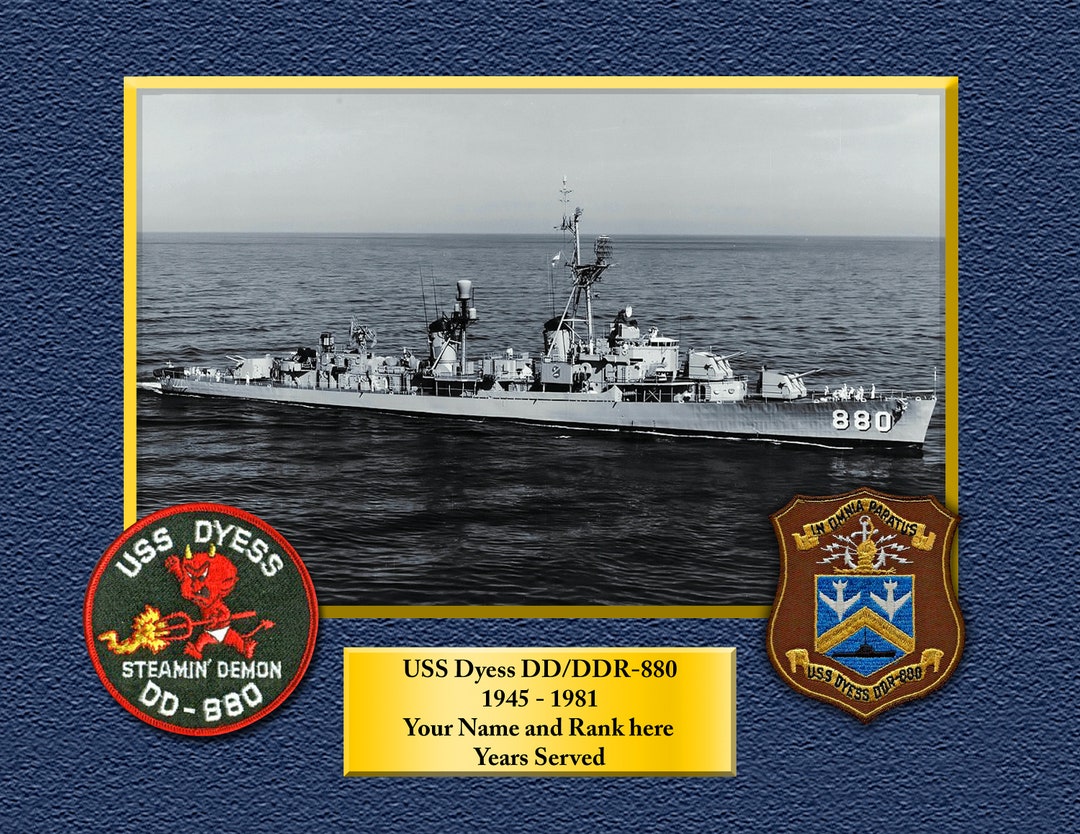 USS Dyess Dd_ddr880_pre-fram Custom Personalized 8.5 X 11 Print of US ...