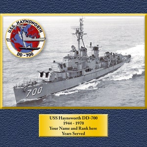 USS HAYNSWORTH DD700 Custom Personalized 8.5 X 11 Print of US Navy ...