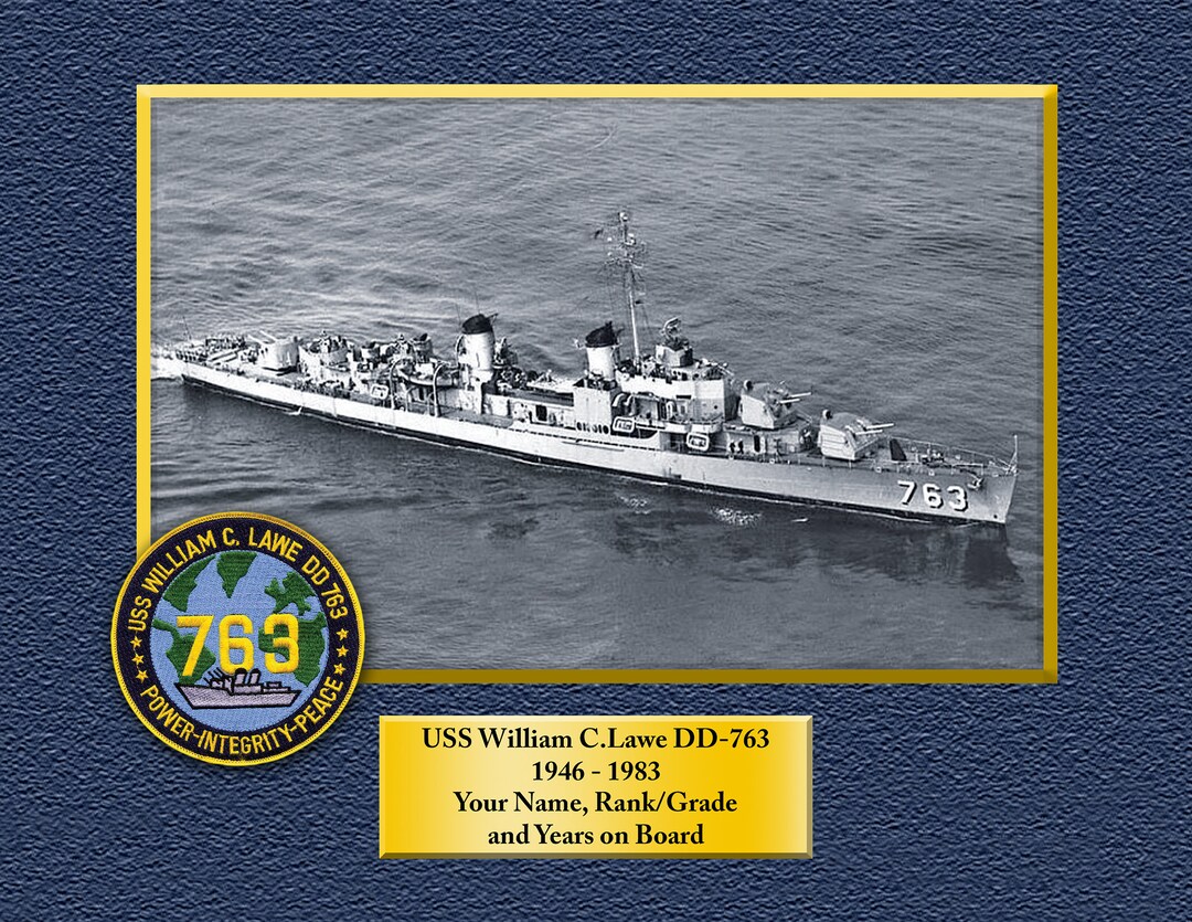 USS William C. Lawe DD763 Custom Personalized 8.5 X 11 Print of US Navy ...