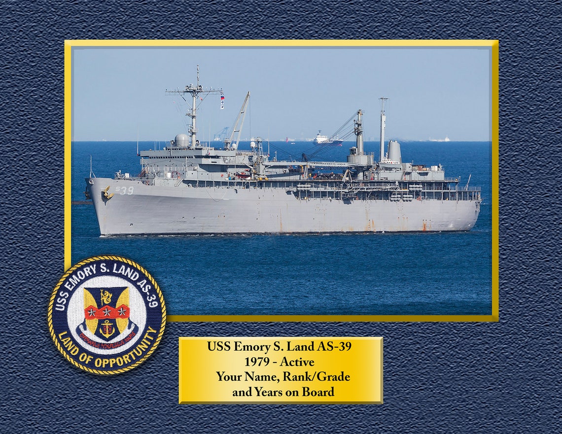 USS Emory S. Land AS-39 Custom Personalized 8.5 X 11 Print of US Navy ...