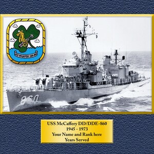USS Mccaffery DD/DDE860 Custom Personalized 8.5 X 11 Print of US Navy ...