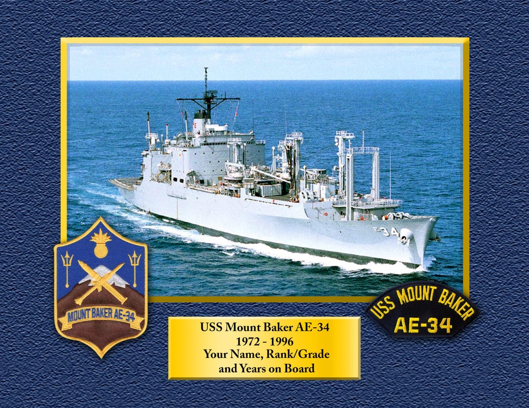 USS Mount Baker AE-34 Custom Personalized 8.5 X 11 Print of US Navy Ships Unique Gift Idea for ...