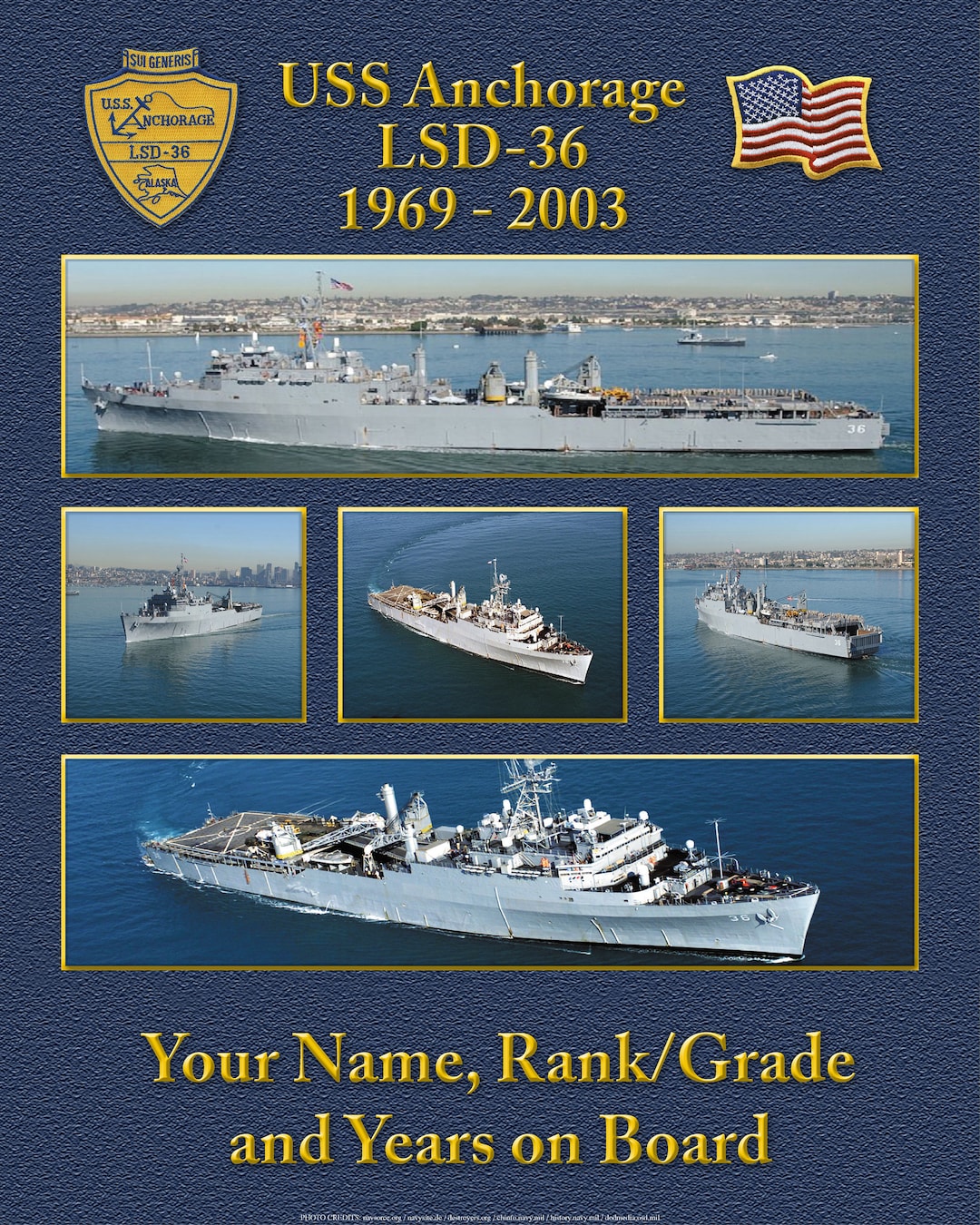 USS Anchorage LSD-36 Custom Personalized 16" X 20" Print of US Navy ...