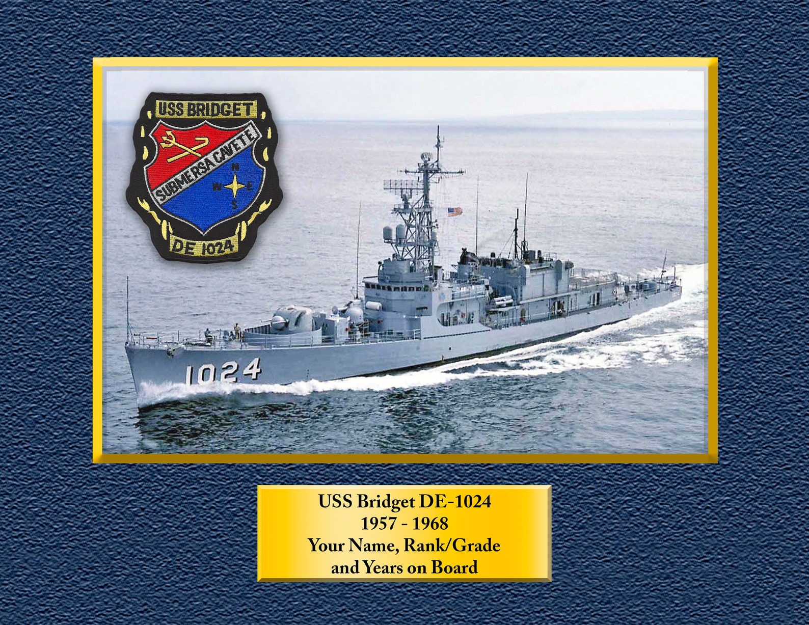 USS Bridget DE 1024 Custom Personalized 8.5 X 11 Print of US Navy Ships ...