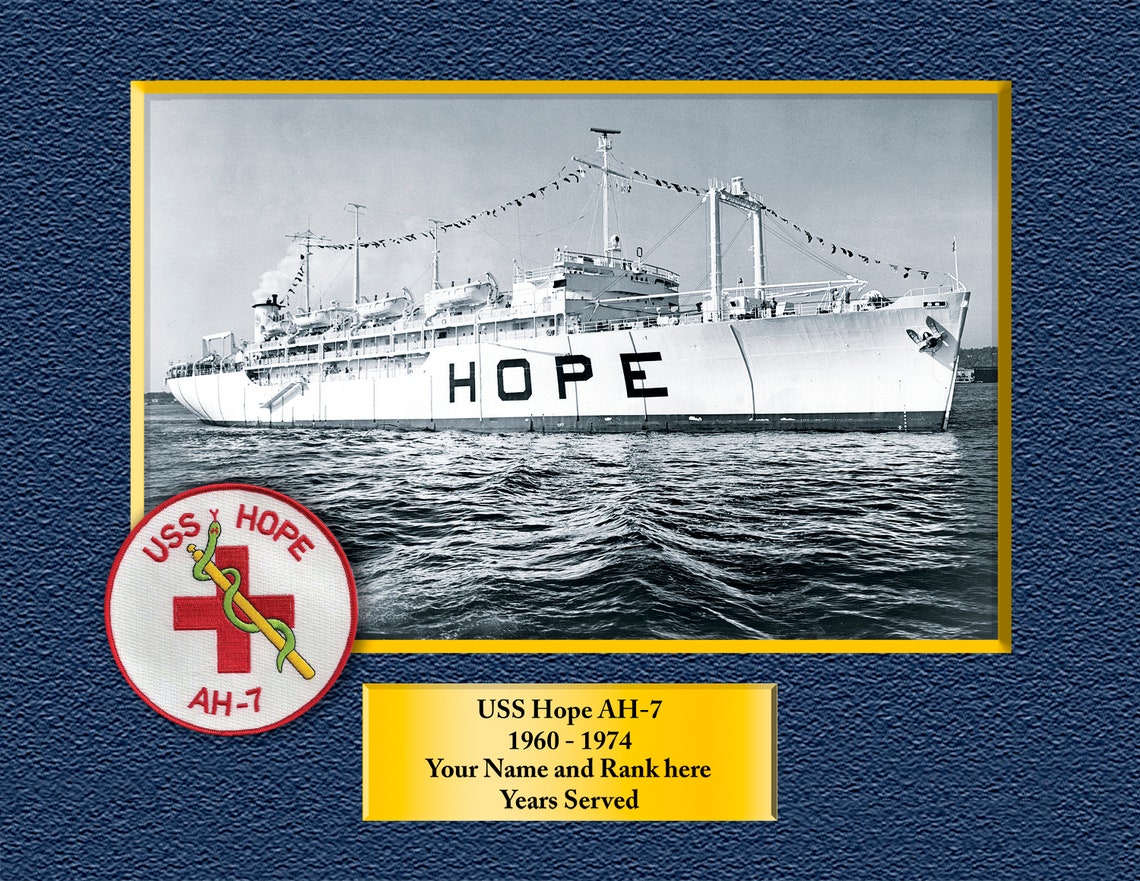 USS Hope AH-7 Custom Personalized 8.5 X 11 Print of US Navy Ships ...