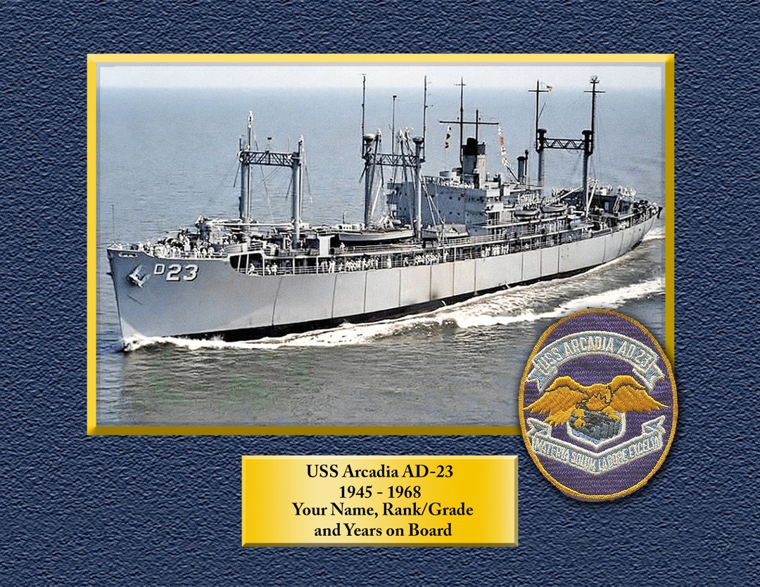 USS Arcadia AD-23 Custom Personalized 8.5 X 11 Print of US Navy Ships ...