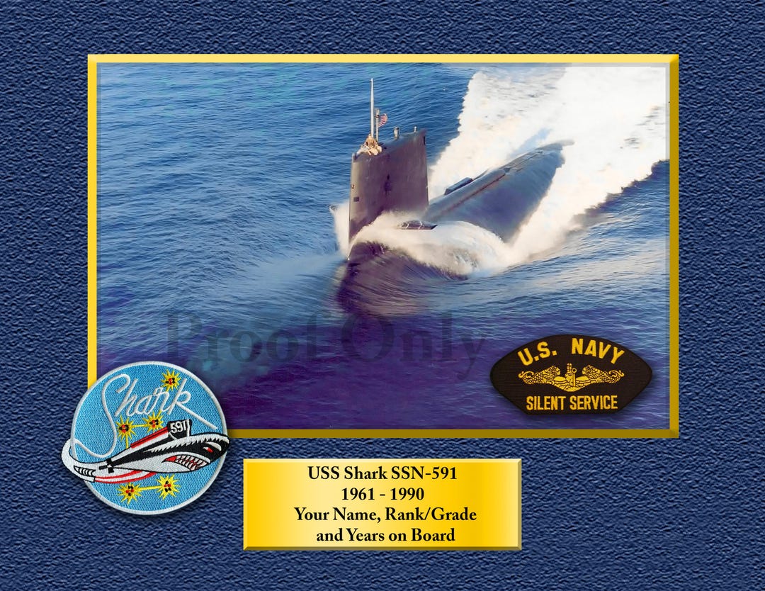 USS Shark SSN-591 Custom Personalized 8.5X11, 11X14 Or16 X 20 Print on ...