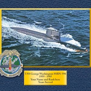 USS George Washington SSBN-598 Custom Personalized 8.5 X 11 Print of US ...