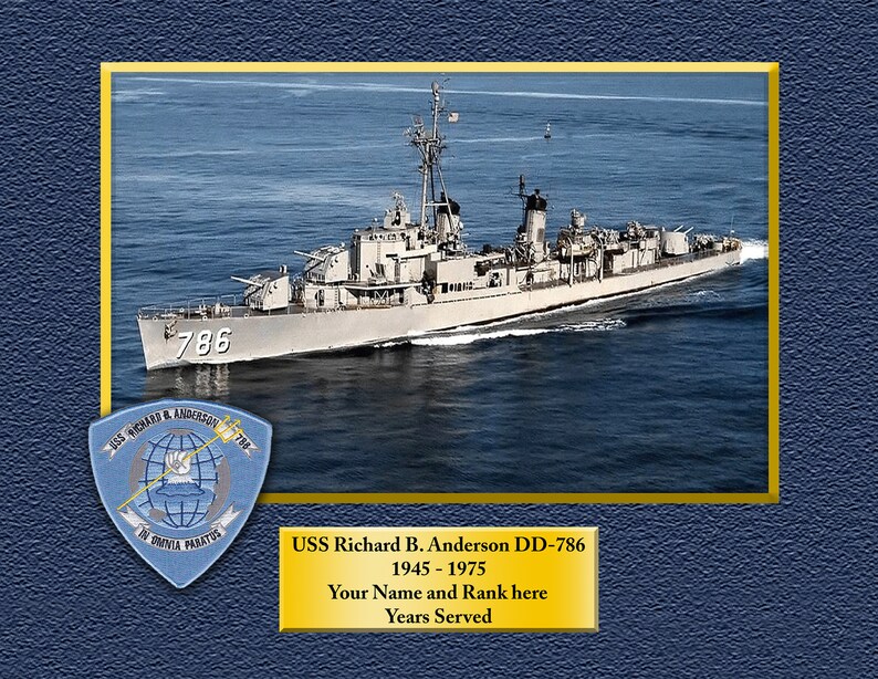 USS Richard B Anderson DD-786 Custom Personalized 8.5 X 11 Print of US ...