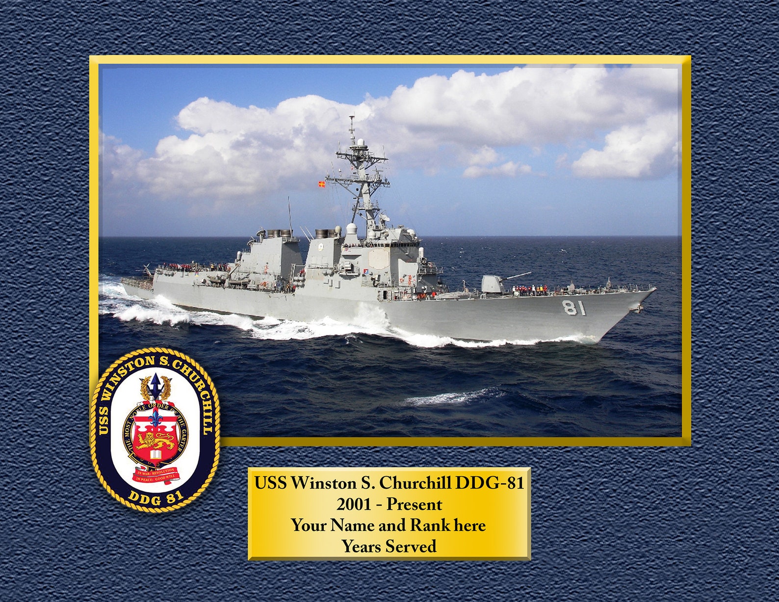 USS Winston S. Churchill DDG 81 Custom Personalized 8.5 X 11 Print of ...