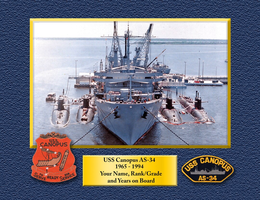 USS Canopus AS-34 Custom Personalized 8.5 X 11 Print of US Navy Ships ...