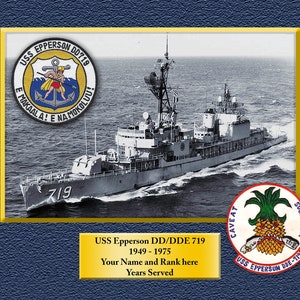 USS EPPERSON Dd/dde719 Custom Personalized 8.5 X 11 Print of US Navy ...