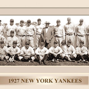 Vintage 1928 New York Yankees Panoramic Print 11.750 X 36 W/double Faux ...