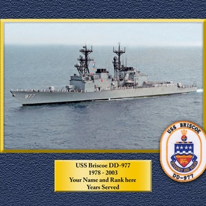 USS Briscoe DD-977 Custom Personalized 11X14 Print of US Navy Ships ...