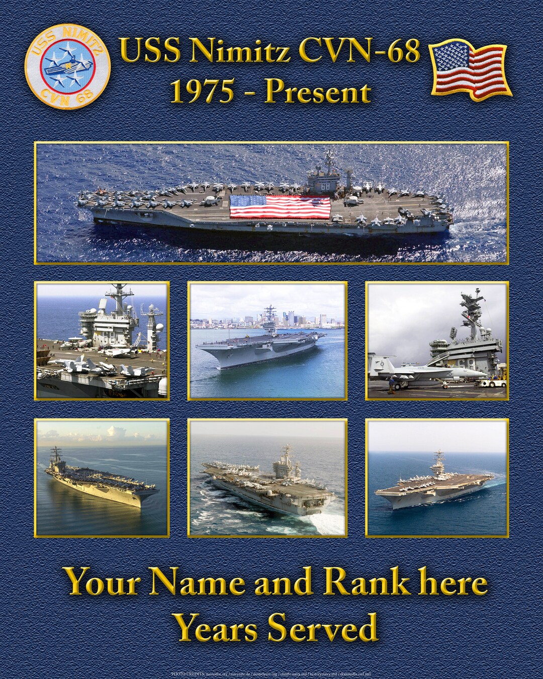 USS Nimitz CVN-68 Custom Personalized 11X14 or 16X20 Print on Pro Paper ...