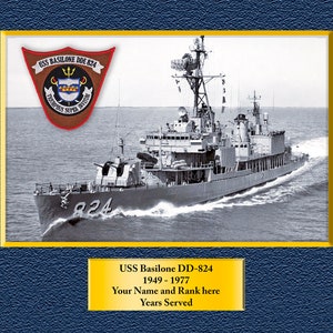 USS Basilone DD-824 Custom Personalized 8.5 X 11 Print of US Navy Ships ...
