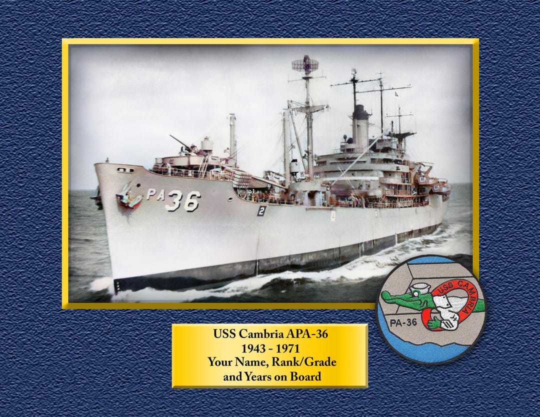 USS Cambria APA-36 Custom Personalized 8.5 X 11 Print of US Navy Ships ...