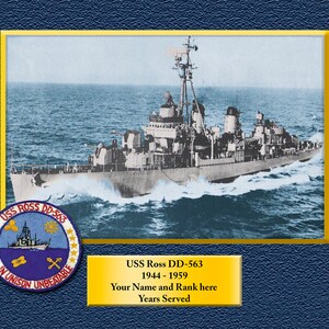 USS Richard B Anderson DD-786 Custom Personalized 8.5 X 11 Print of US ...