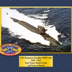 USS Benjamin Franklin SSBN-640 Custom Personalized 8.5 X 11 Print of US ...