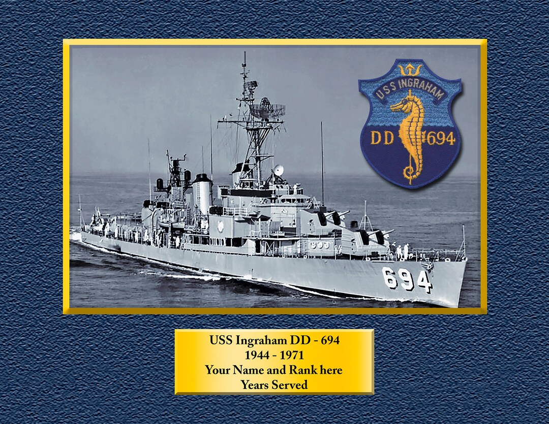 USS INGRAHAM DD694 Custom Personalized 8.5 X 11 Print of US Navy Ships ...