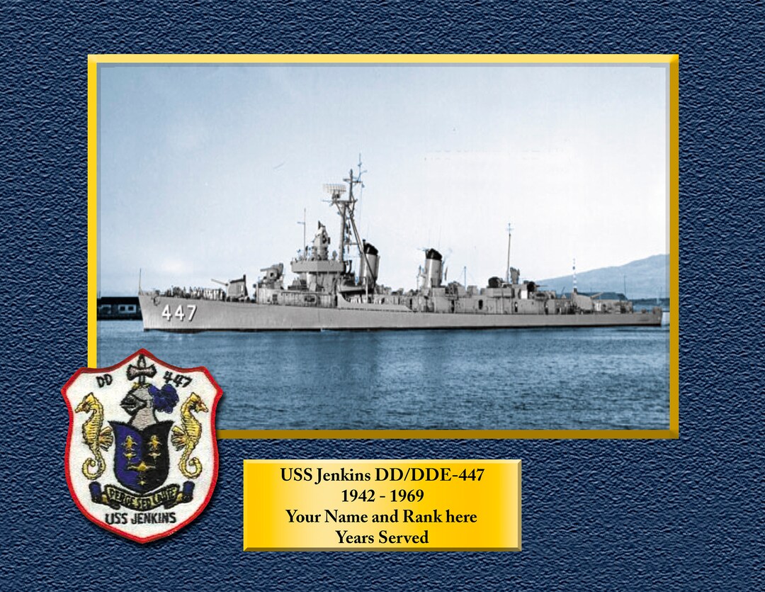 USS JENKINS DD447 Custom Personalized 8.5 X 11 Print of US Navy Ships ...