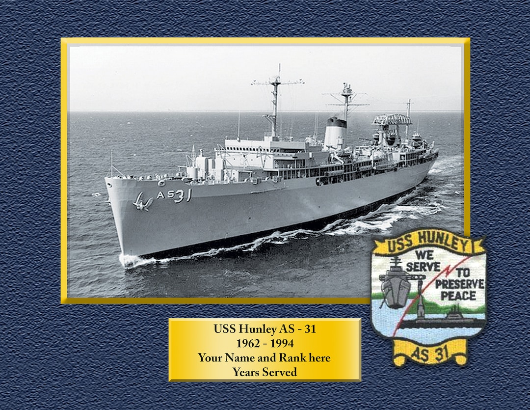 USS HUNLEY AS31 Custom Personalized 8.5 X 11 Print of US Navy Ships ...