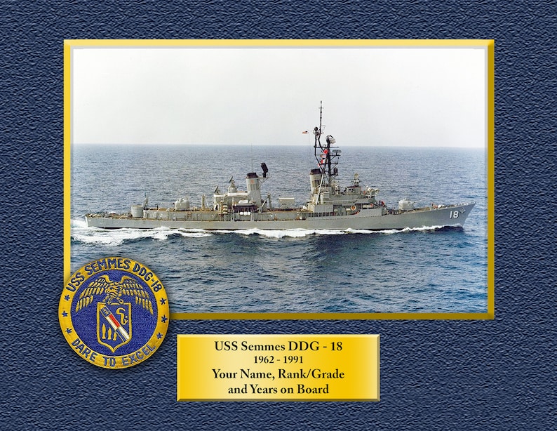 USS SEMMES DDG18 Custom Personalized 8.5 X 11 Print of US Navy Ships ...