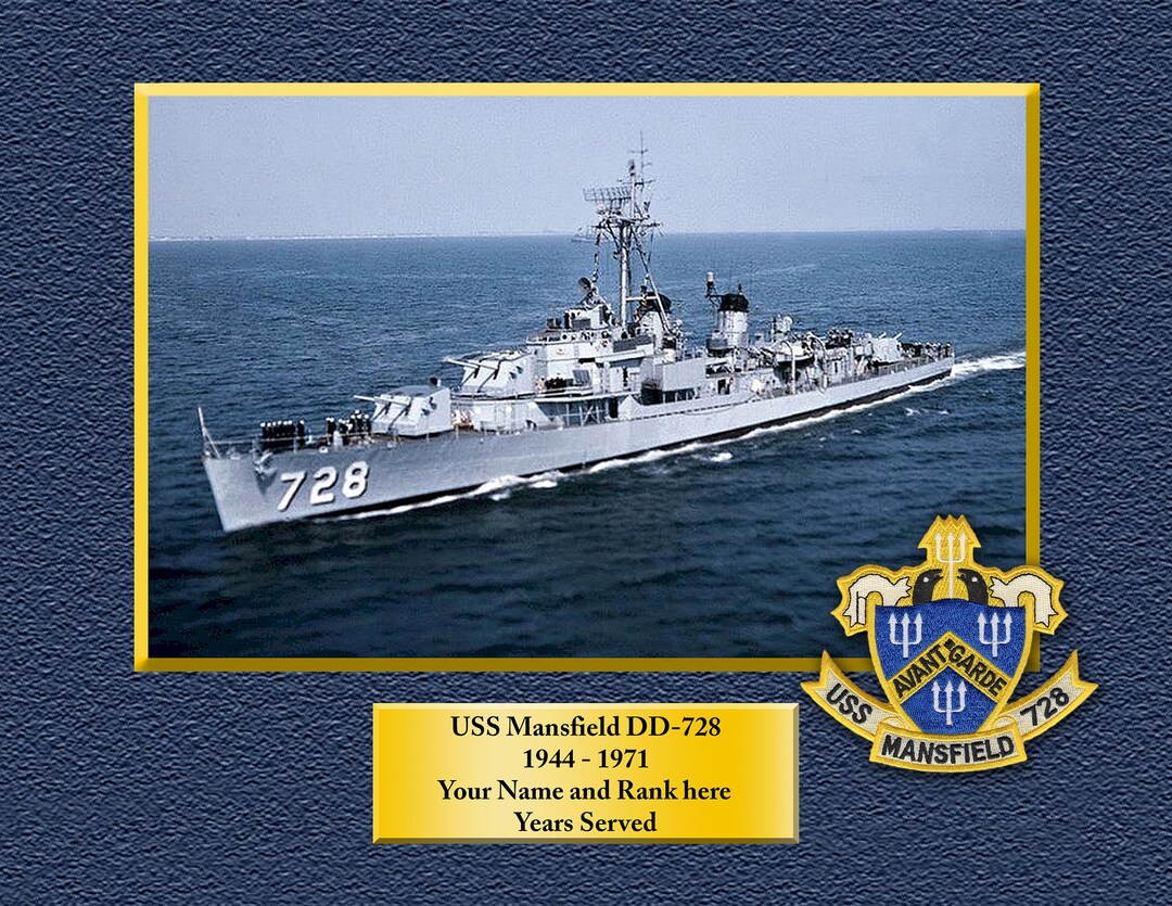 USS MANSFIELD DD728 Custom Personalized 8.5 X 11 Print of US Navy Ships ...
