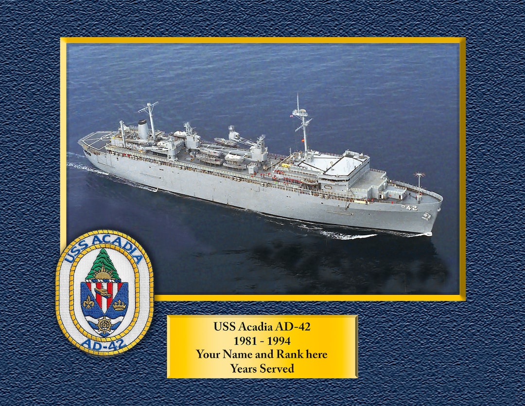 USS Acadia AD-42 Custom Personalized 8.5 X 11 Print of US Navy Ships ...