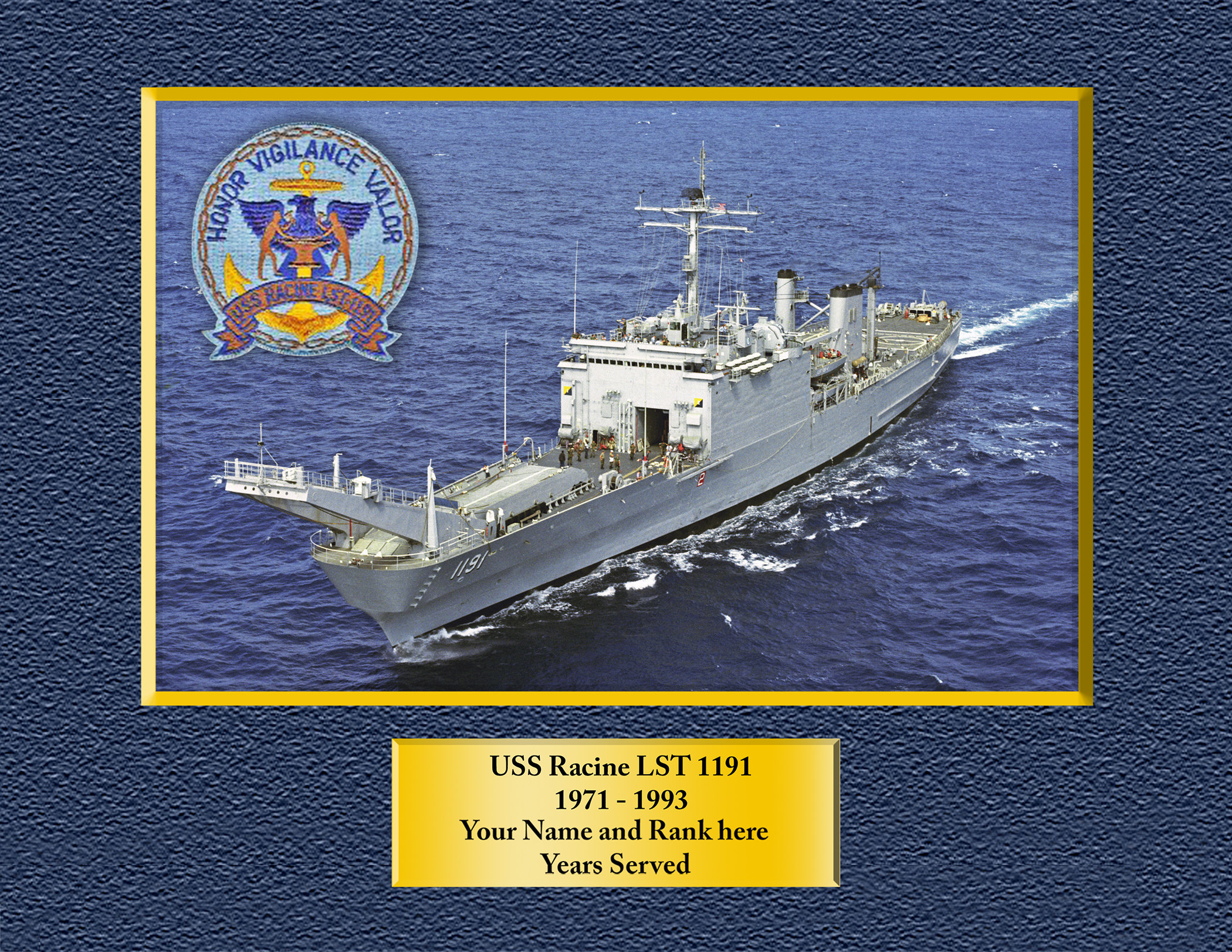 USS Racine LST-1191 Custom Personalized 8.5 X 11 Print of US USS Racine LST-1191 Custom Personalized 8.5 X 11 Print of US